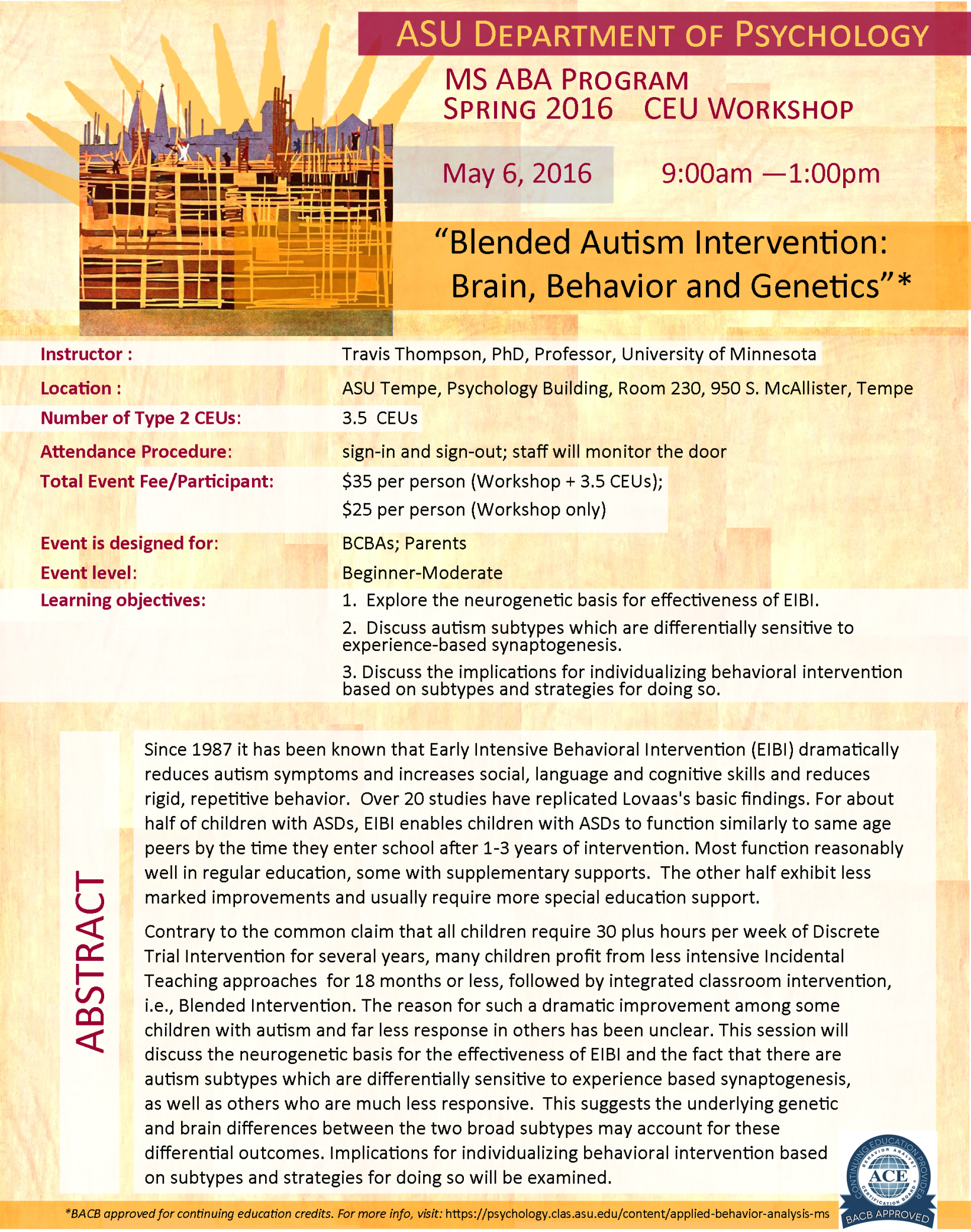 Blended Autism Intervention: Brain, Behavior and Genetics | ASU Events